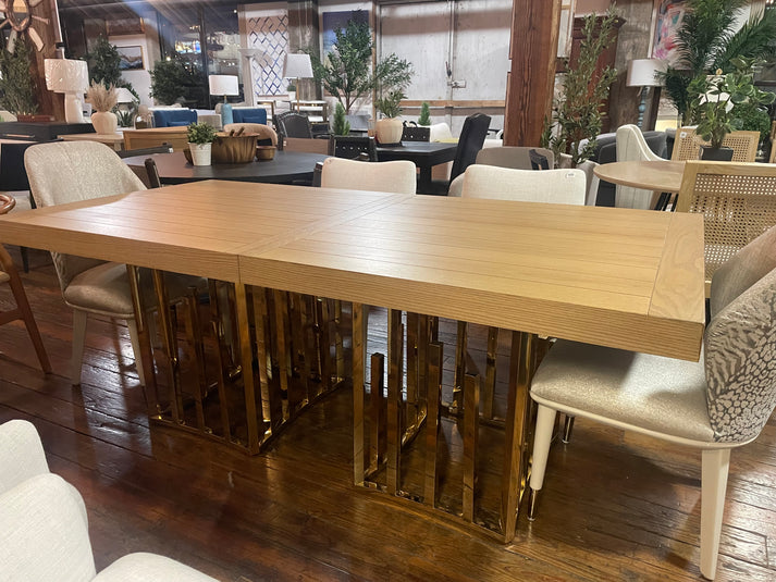 Modern wood dining table 40x80 w/ gold legs – Chelsea Friday